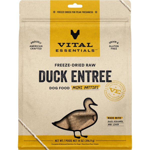 Vital Essentials Freeze Dried Duck Entree Mini Patties 14OZ – G&E Pharmacy